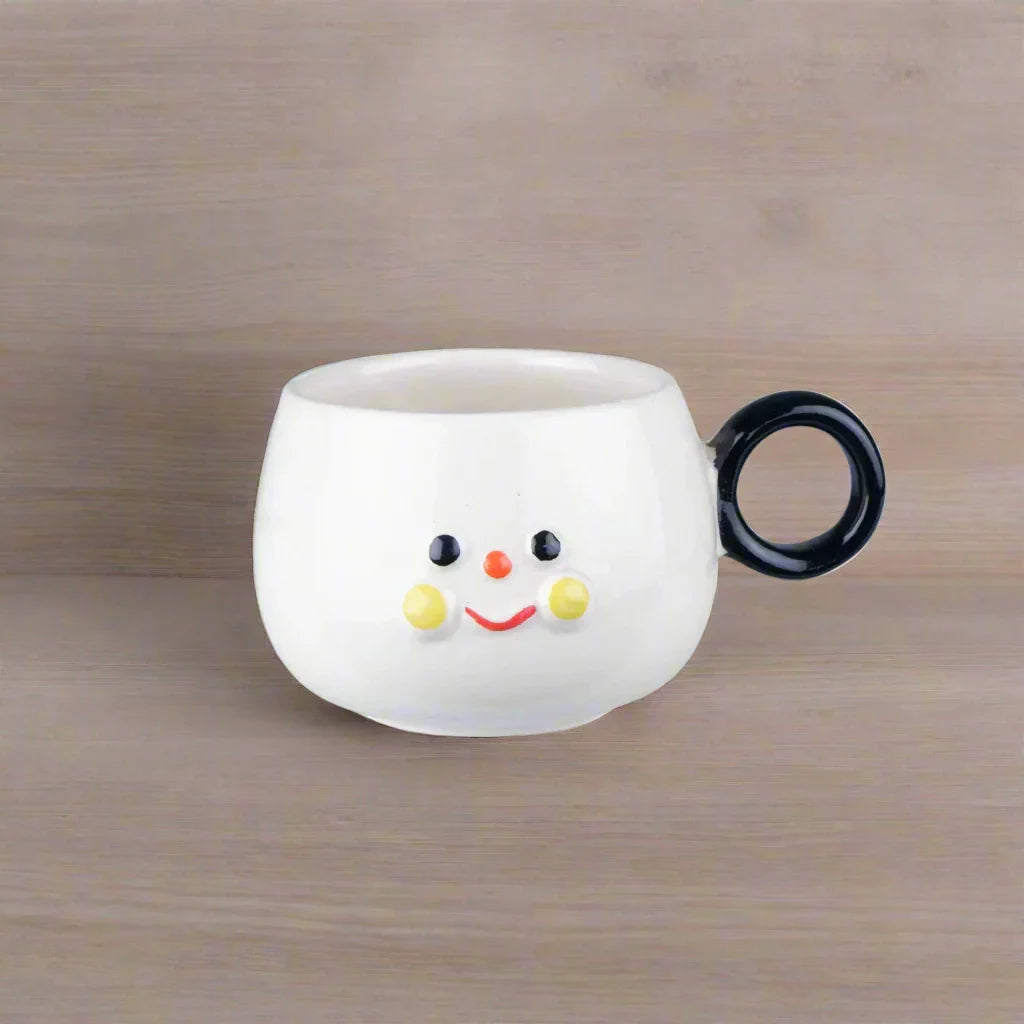 Hand-Painted Ceramic Smile Mug – Cute Face Coffee Cup (200ml) – Housi